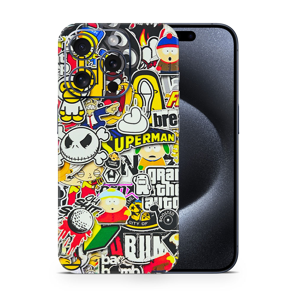 IPhone 15 Pro Sticker Bomb 3D Skin - WrapitSkin The Ultimate Protection!