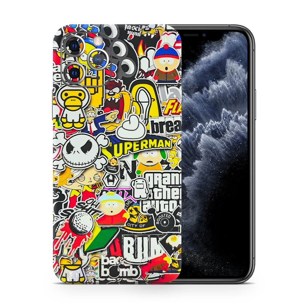 IPhone 11 Pro Max Sticker Bomb 3D Skin - WrapitSkin The Ultimate ...