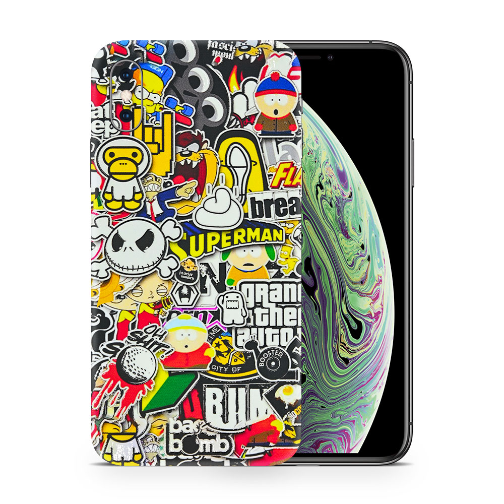 IPhone Xs Max Sticker Bomb 3D Skin - WrapitSkin The Ultimate Protection!